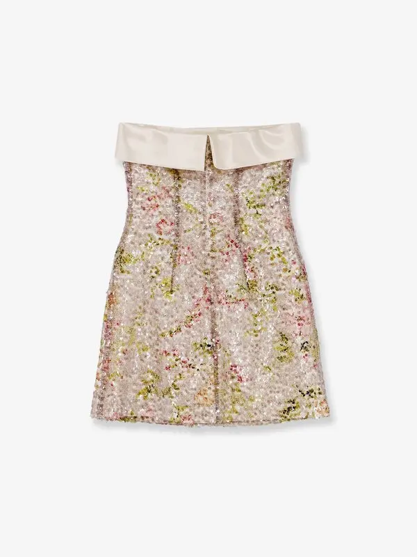 Alberta Ferretti Mini Dress With Sequins And Satin Band - Multicolor