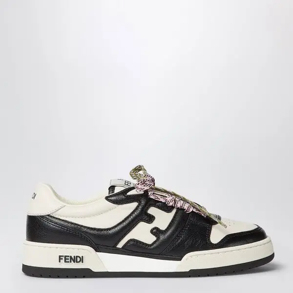 Fendi Leather Sneakers With Ff Logo Laces - Black