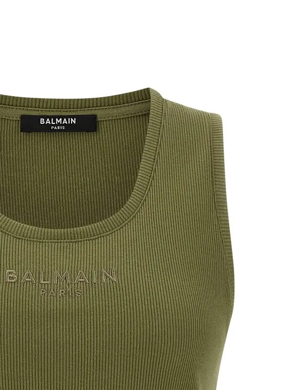 Balmain Ribbed Logo Tank Top