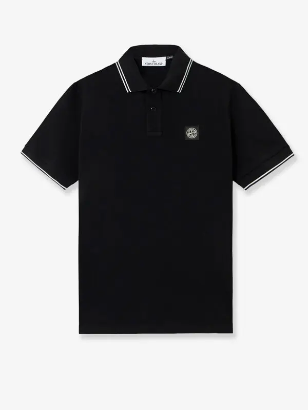 Stone Island Strtech Organic Cotton Polo Shirt - Black