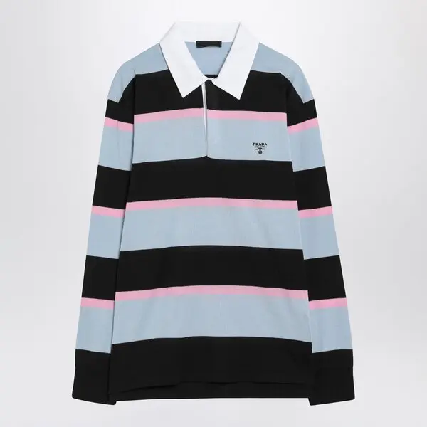Prada Striped Polo In Silk And Cotton