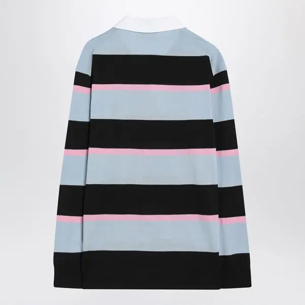 Prada Striped Polo In Silk And Cotton