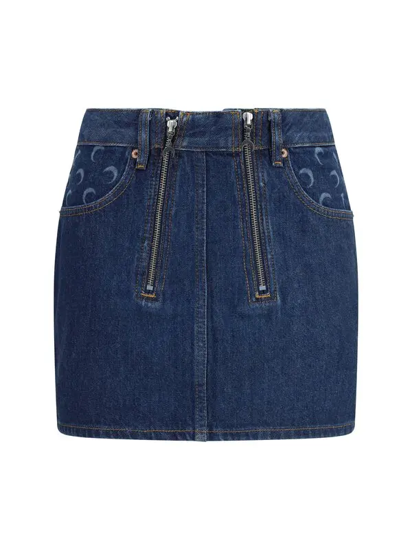 MARINE SERRE Zipped Mini Skirt - Blue