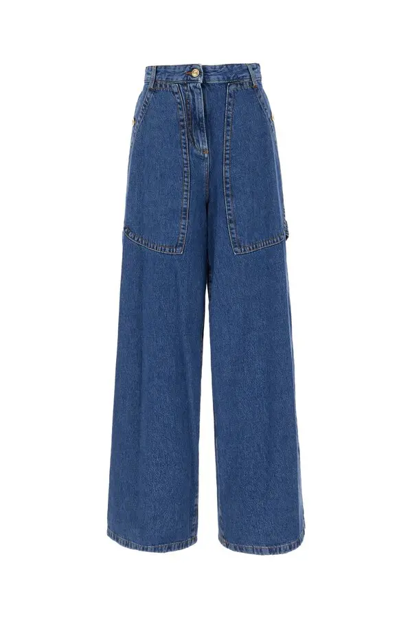 Etro Wide Leg Jeans With Monogram Detail - Multicolor