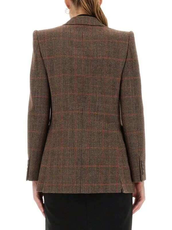 Chloé Plaid Wool Tailored Jacket - Brown