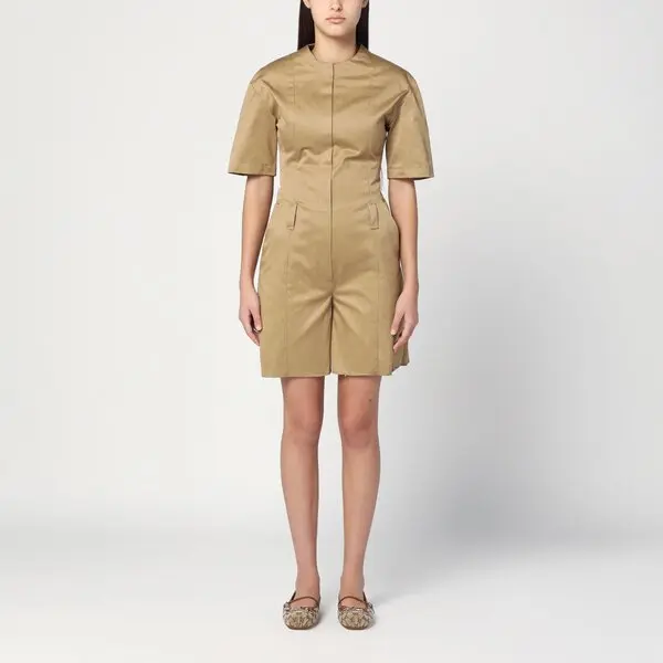 THELATEST Camel Cotton Short Jumpsuit - Brown