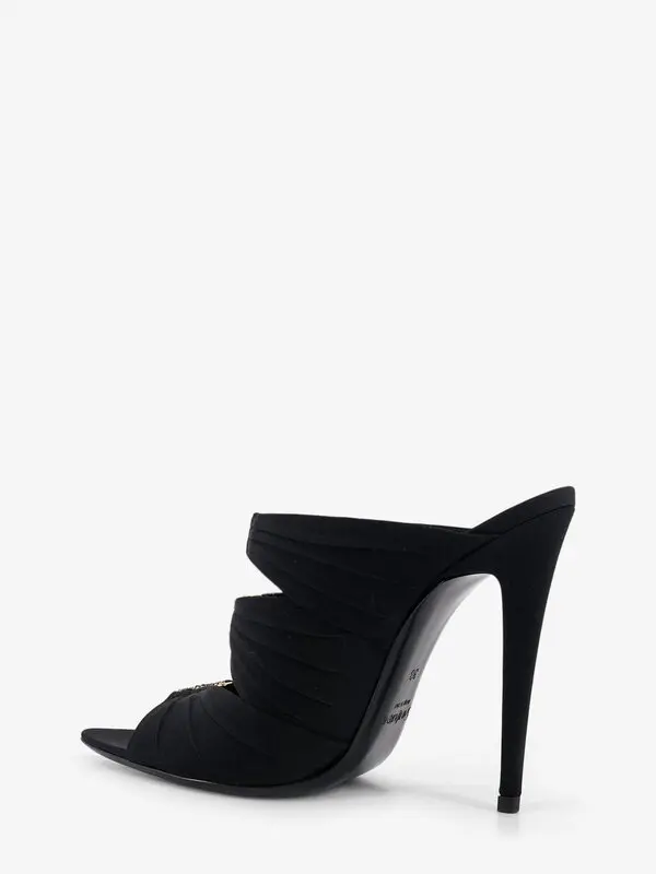 Saint Laurent Emilie Satin Sandals With Rhinestone Logo Detail - Multicolor