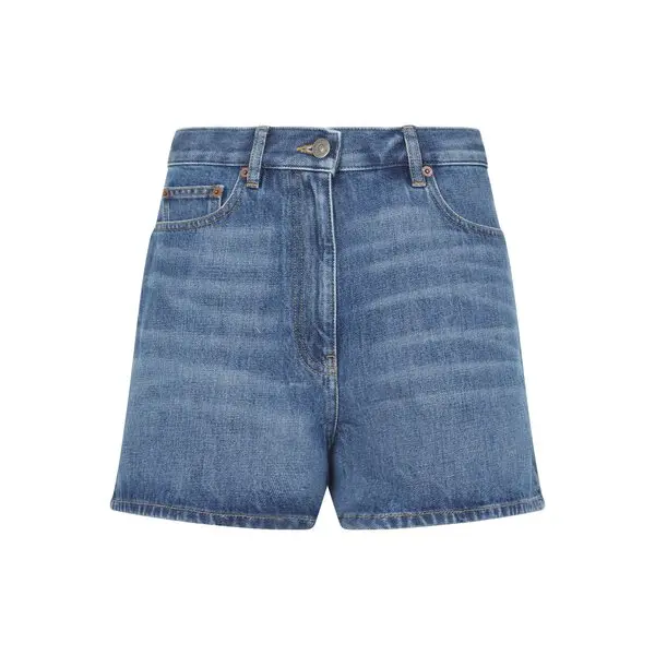 Valentino Garavani Medium Cotton Denim Shorts - Blue
