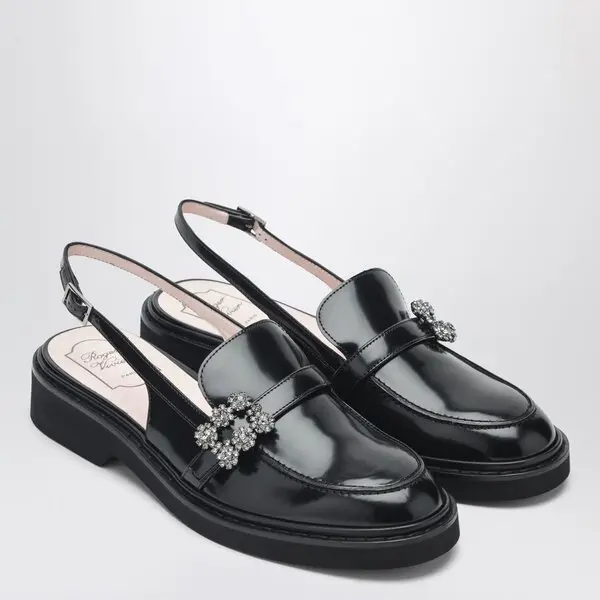 ROGER VIVIER Slingback Loafers With Efflorescence Buckle - Black