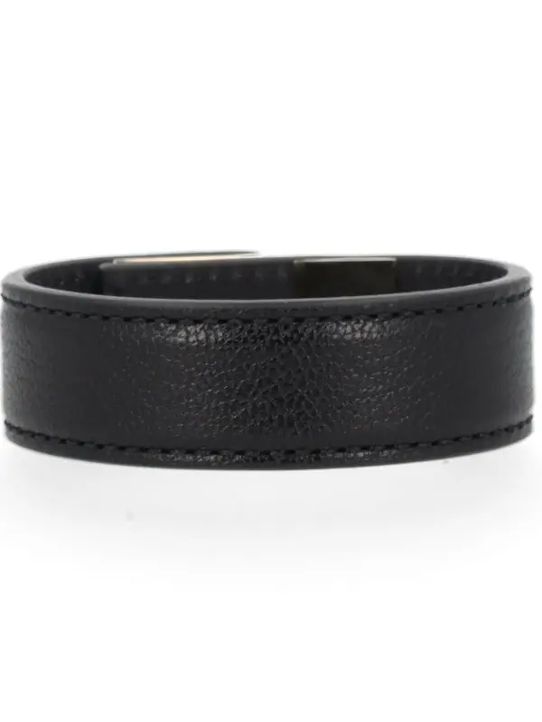 TOM FORD Leather Bracelet With Gold Tone Clasp - Black