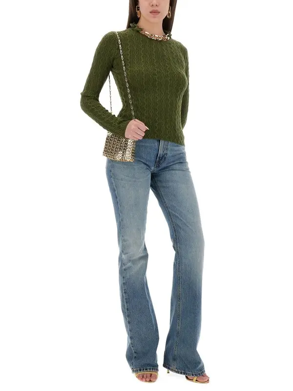 Rabanne Wool Jersey With Cable Knit Detail