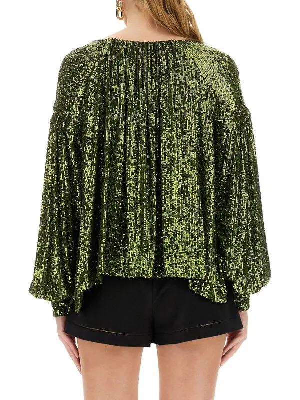 Rabanne Sequined Blouse - Green