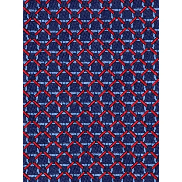 FERRAGAMO Gancini Link Print Silk Neck Tie - Blue