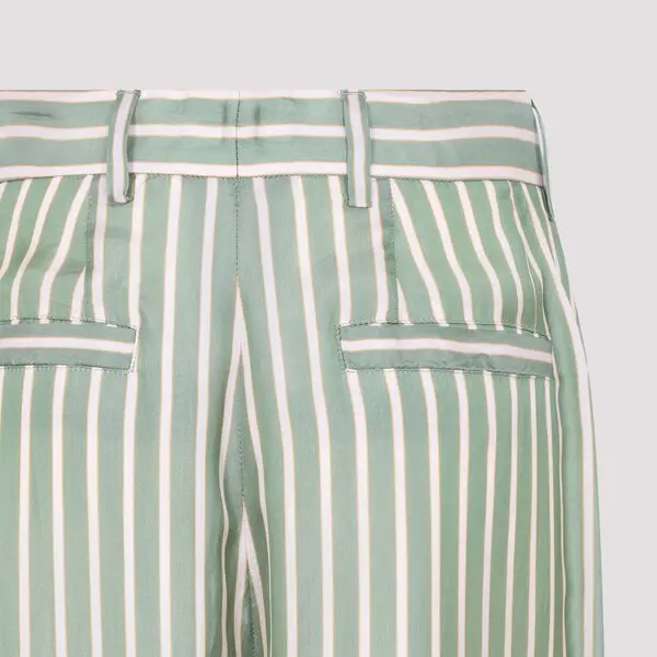 Dries Van Noten And White Striped Cupro Pants - Green