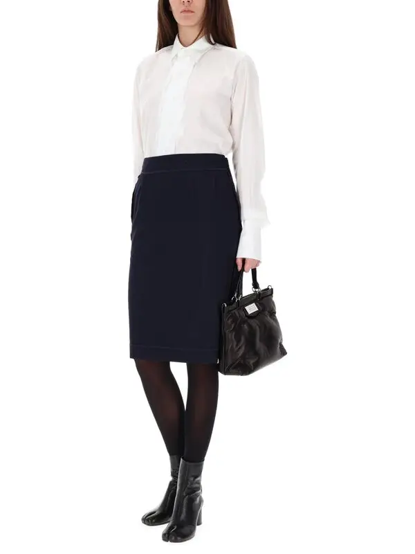 MAISON MARGIELA Midi Skirt With Zipper Detail - Blue