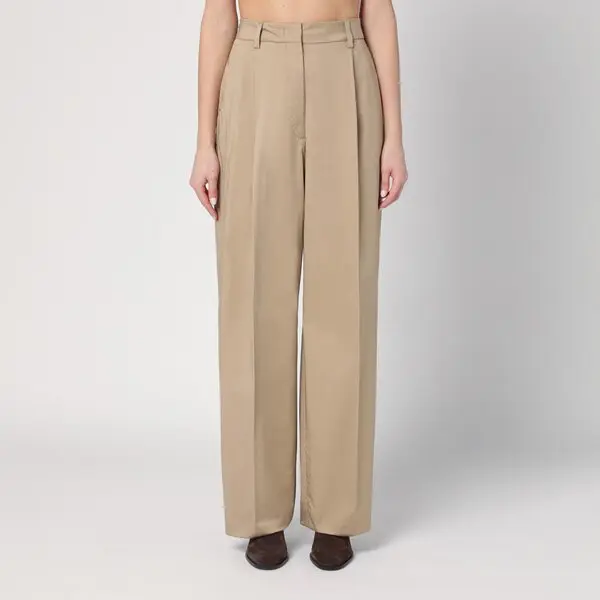 THELATEST Wide Sand-coloured Axel Trousers - Cream