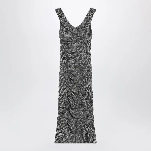 Dolce & Gabbana Diagonal Print Midi Dress - Black