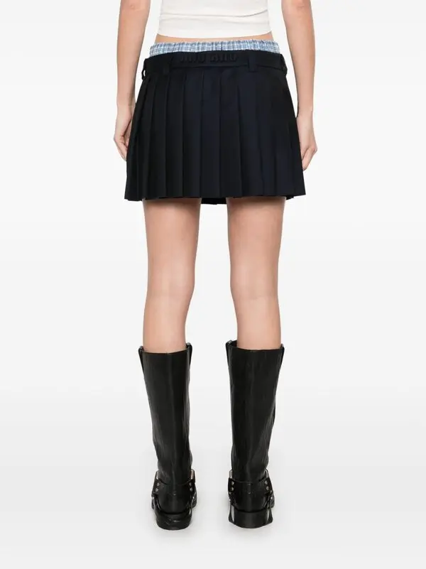 Miu Miu Pleated Checkered Mini Skirt