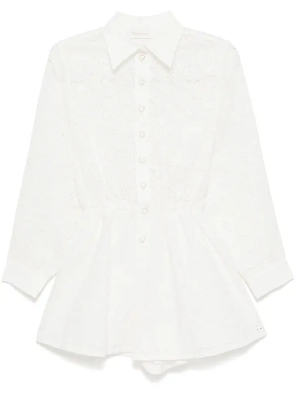 Zimmermann White Heart Motif Linen Playsuit - Multicolor