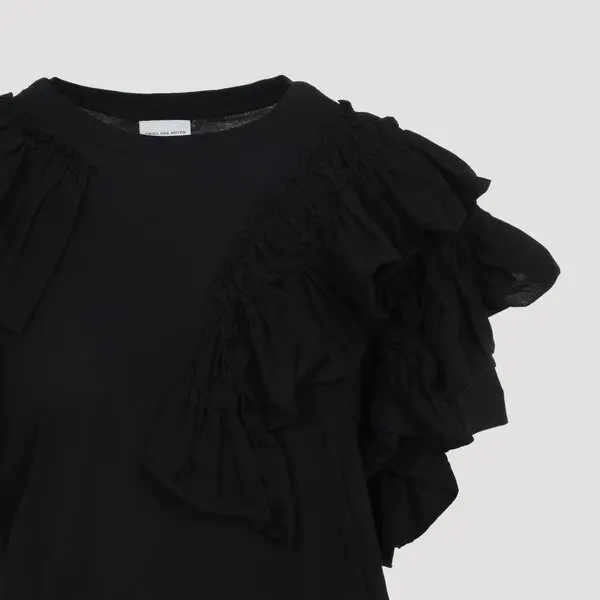 Dries Van Noten Ruffle Detail Cotton T-shirt