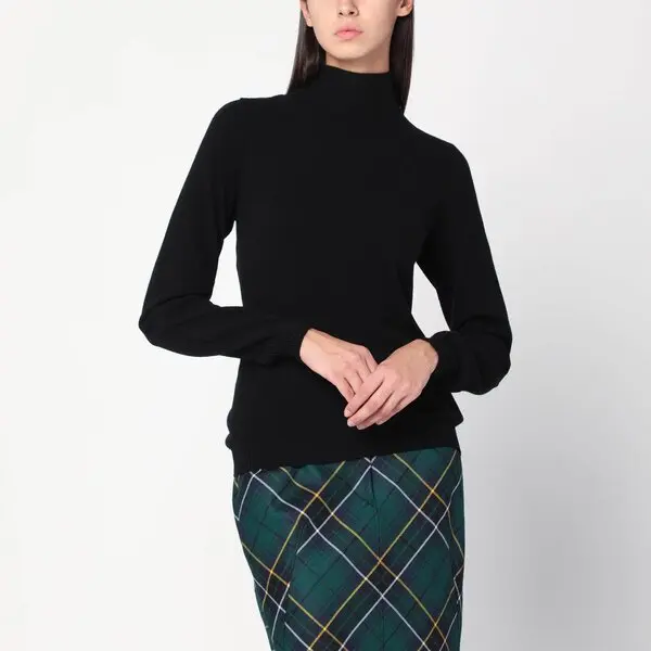 Moschino Wool Turtleneck Sweater With Crossed Details - Black