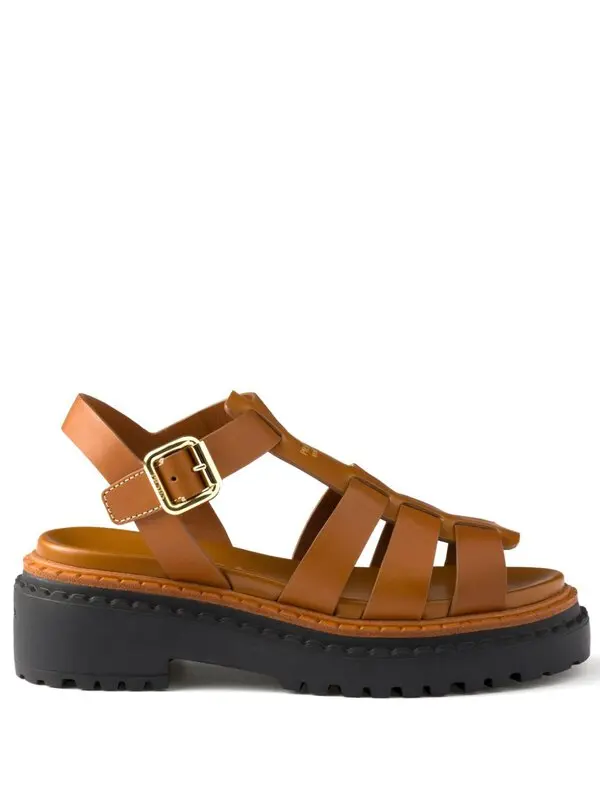 Prada Leather Cage Sandals - Multicolor