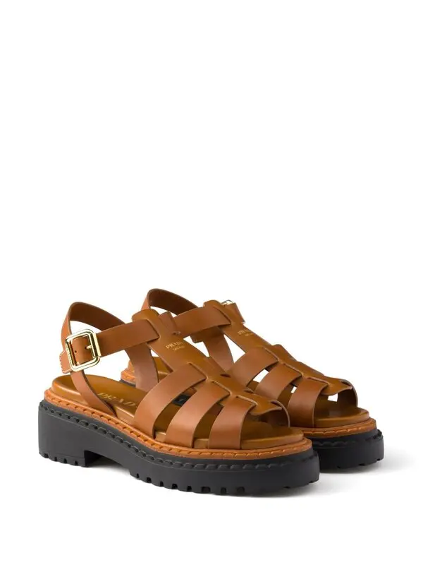 Prada Leather Cage Sandals - Multicolor