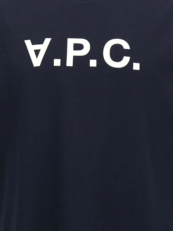 A.p.c. Vpc Cotton Crewneck T-shirt With Flocked Logo - Blue