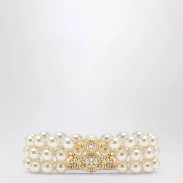 VIVIENNE WESTWOOD Three-row Pearl And Orb Bracelet With Zirconia - Silver