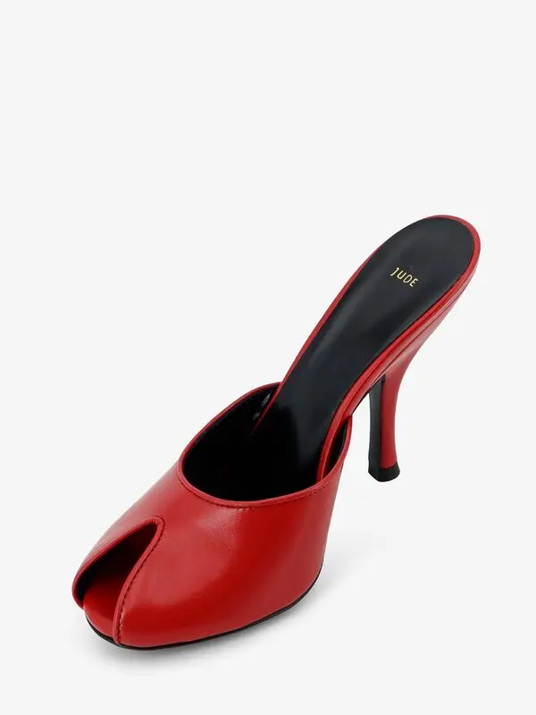 JUDE Leather Date Mule Sandals - Red