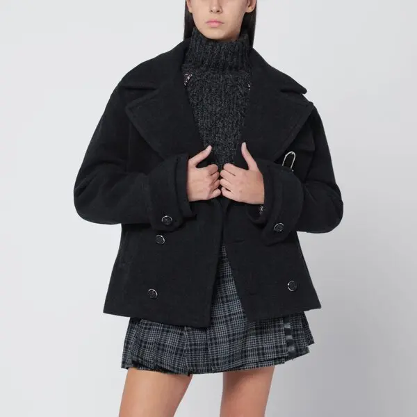 DURAZZI MILANO Dark Grey Melange Wool Coat - Gray