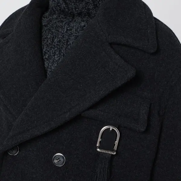 DURAZZI MILANO Dark Grey Melange Wool Coat