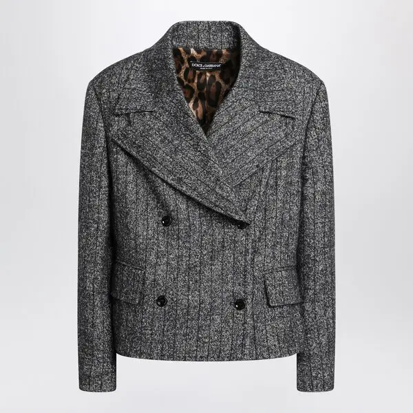 Dolce & Gabbana Dark Grey Striped Double-breasted Jacket