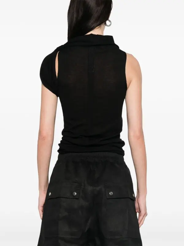 Rick Owens Knitted Wool Top With Cowl Neck - Multicolor