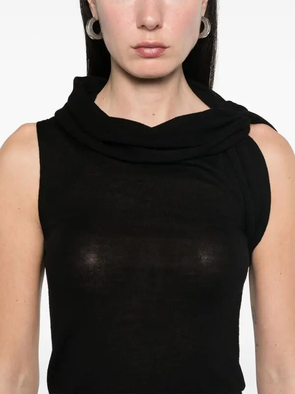 Rick Owens Knitted Wool Top With Cowl Neck - Multicolor