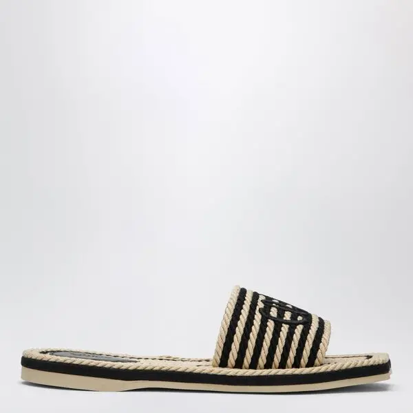 Chloé Sand Mules In Hand-braided Recycled Rope - Black