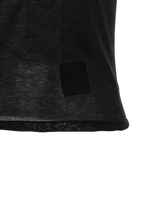 Rick Owens Ziggy Asymmetrical Cotton Top With Logo Tape - Black
