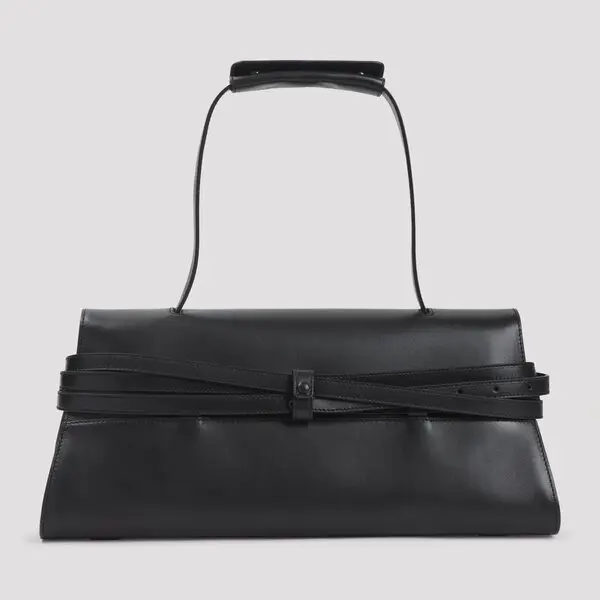 Moschino Nappa Leather Shoulder Bag - Black
