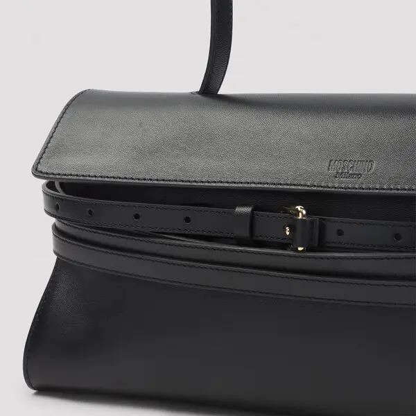 Moschino Nappa Leather Shoulder Bag - Black