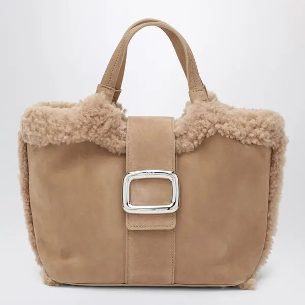 ROGER VIVIER Viv' Choc Mini Leather Shopping Bag - Cream