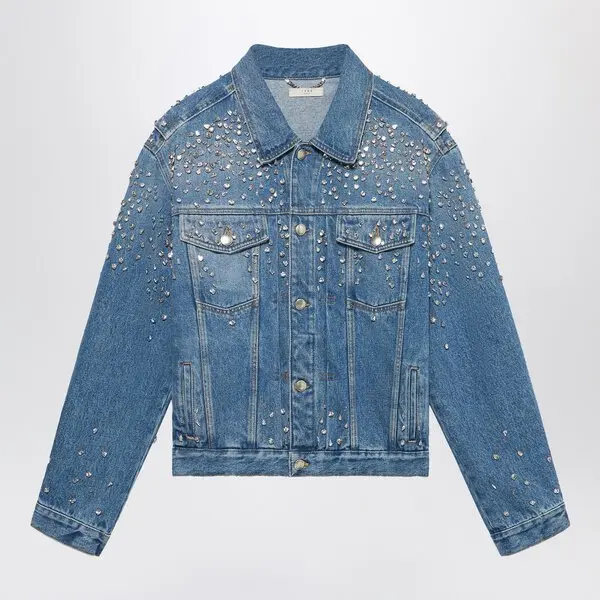 1989 STUDIO Denim Trucker Jacket With Crystal Embellishments - Blue