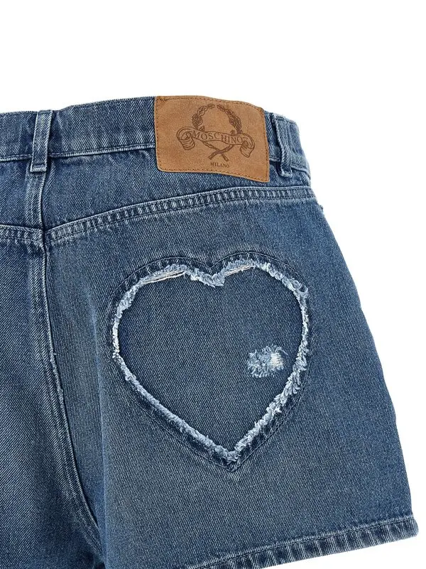 Moschino Heart Detail Denim Shorts