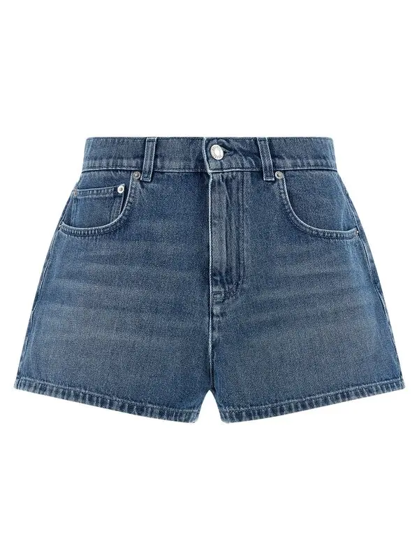 Moschino Heart Detail Denim Shorts - Blue