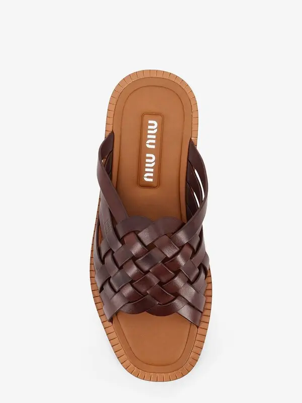 Miu Miu Braided Leather Sandals - Multicolor