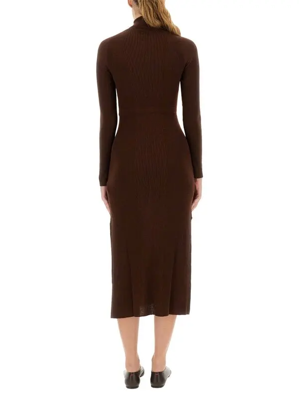 A.p.c. Marianna Ribbed Wool Midi Dress - Brown