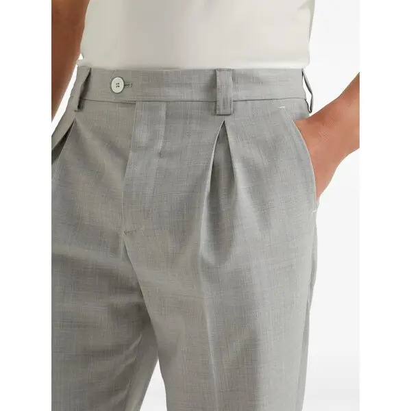 Brunello Cucinelli Grey Virgin Wool Tapered Trousers - Gray