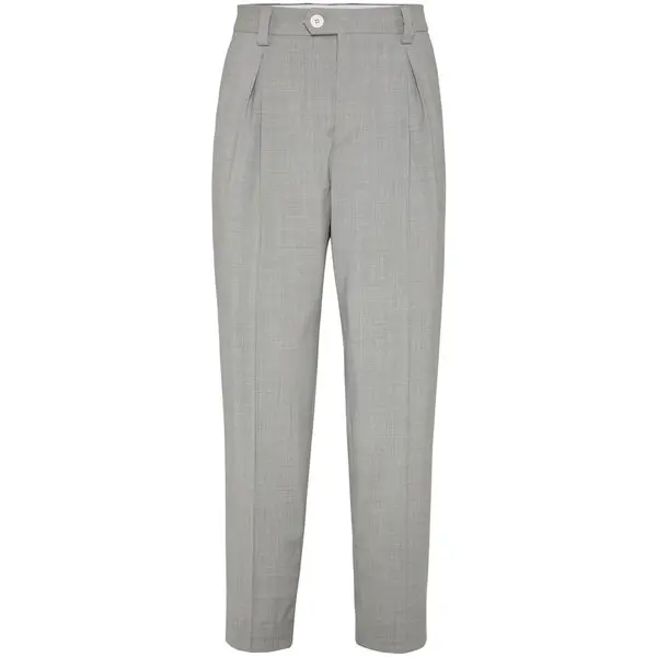 Brunello Cucinelli Grey Virgin Wool Tapered Trousers