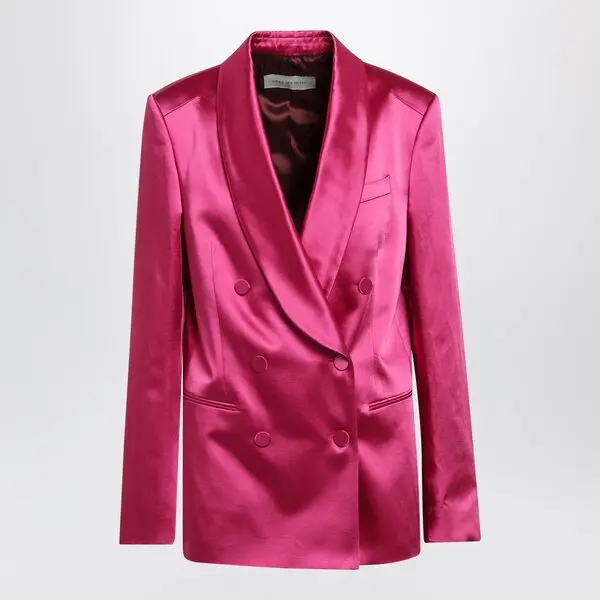 Dries Van Noten Double-breasted Satin Jacket - Pink