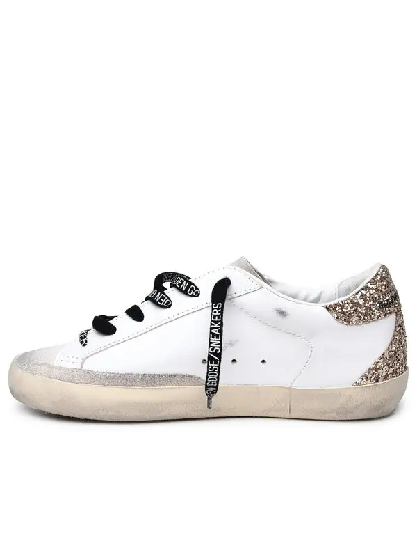 GOLDEN GOOSE Super-star Classic Leather Sneakers With Glitter Accents