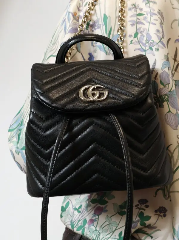 Gucci Gg Marmont Mini Quilted Leather Backpack - Black
